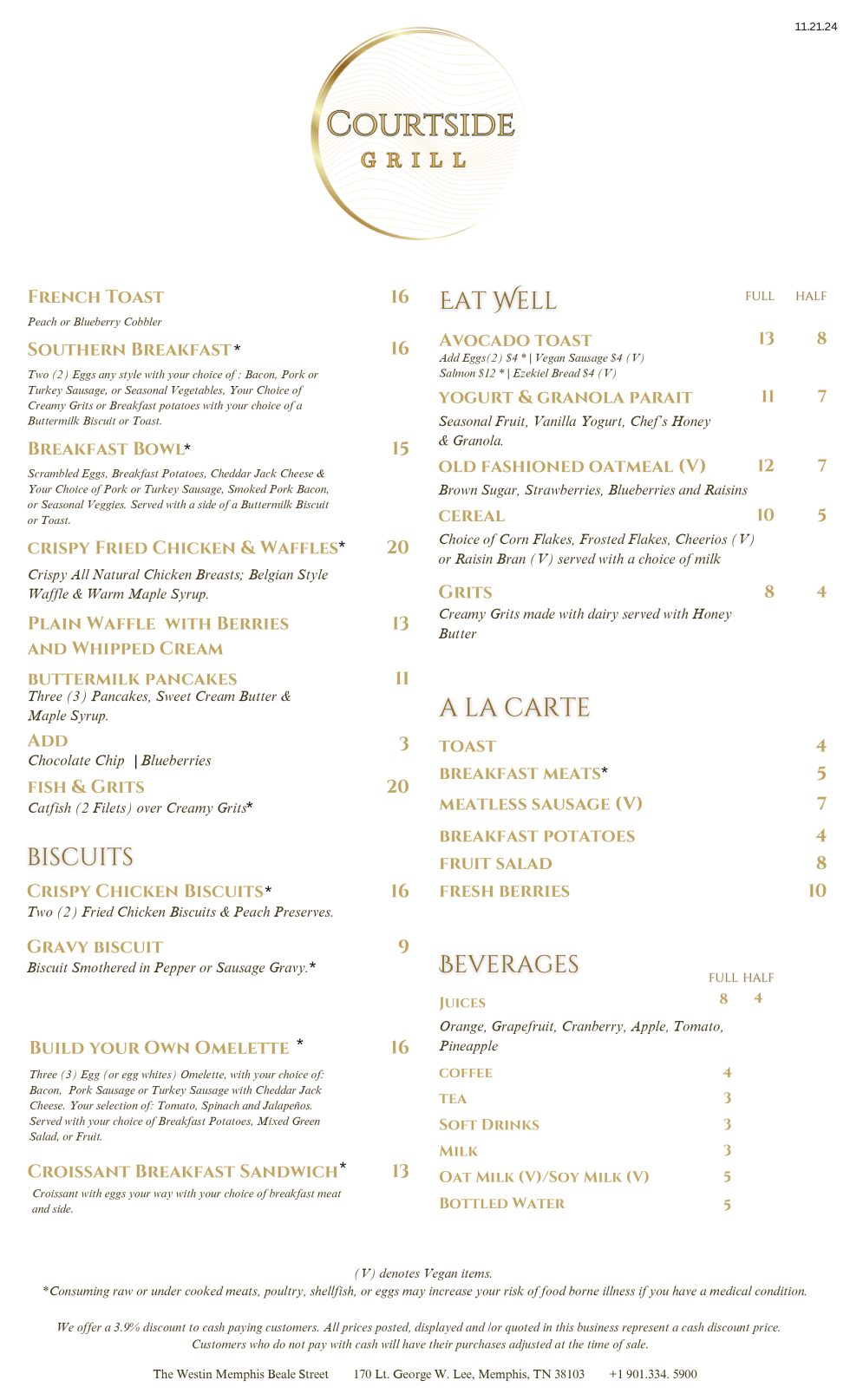 Menu | Courtside Grill