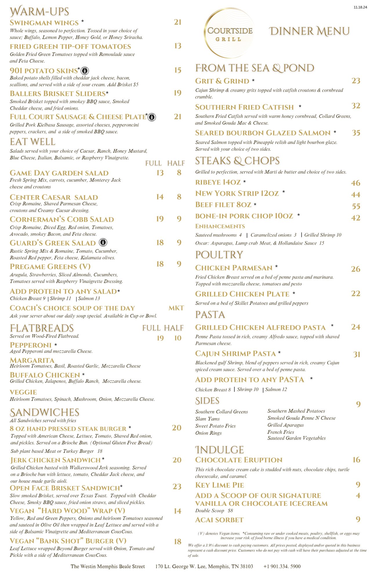 Menu | Courtside Grill